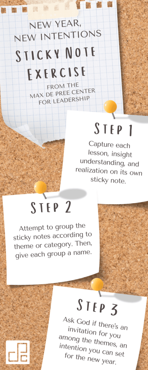 New Year, New Intentions Sticky Note Exercise - De Pree Center