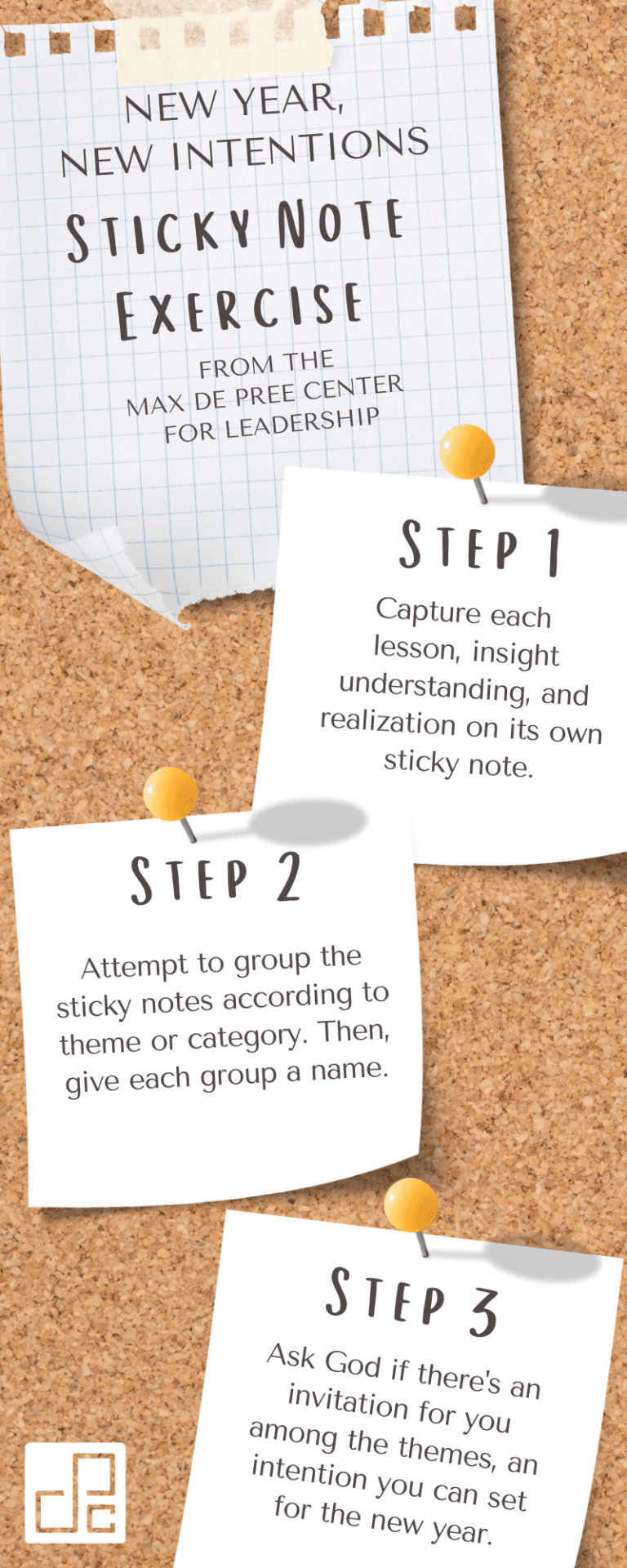 New Year, New Intentions Sticky Note Exercise - De Pree Center